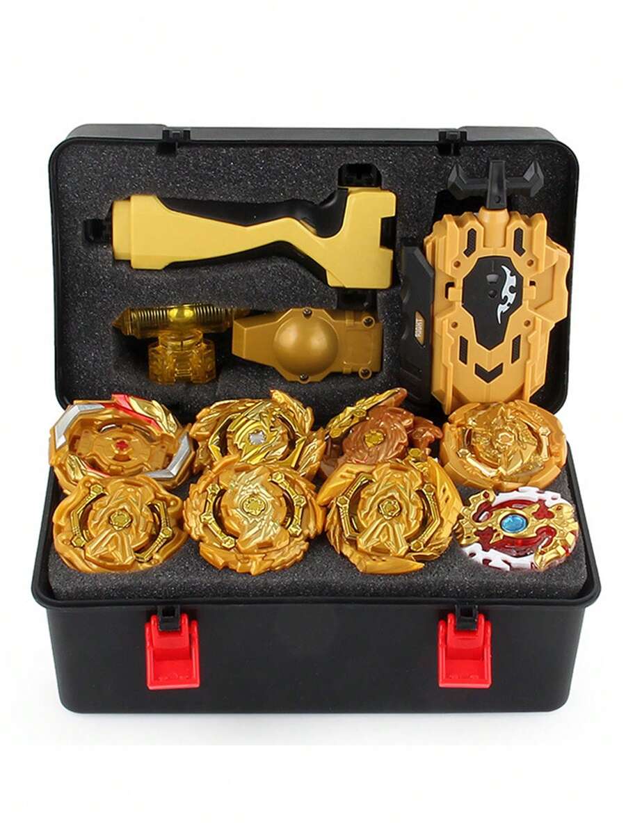 Beys Metal Blay Blade Toys Set 8Pcs Evolution Gold Gyro With Ruler ...