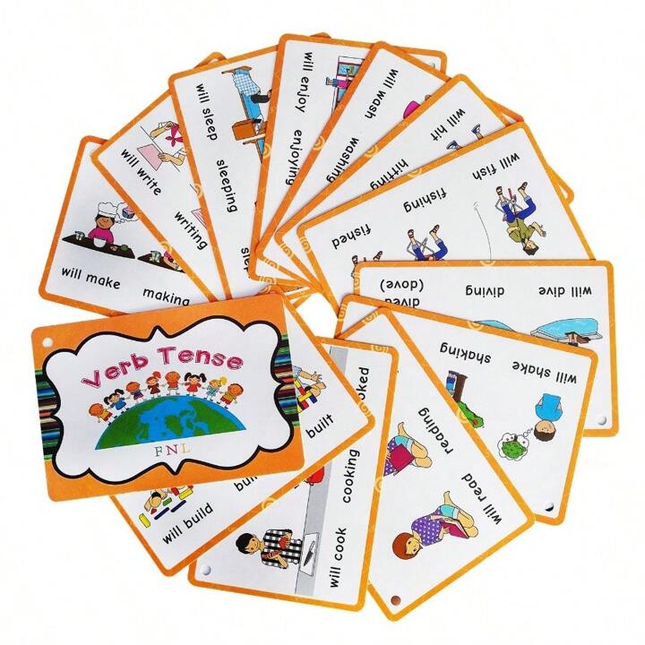 24 Groups Verb Tense English Flashcards Pocket Card Grammar Learning ...