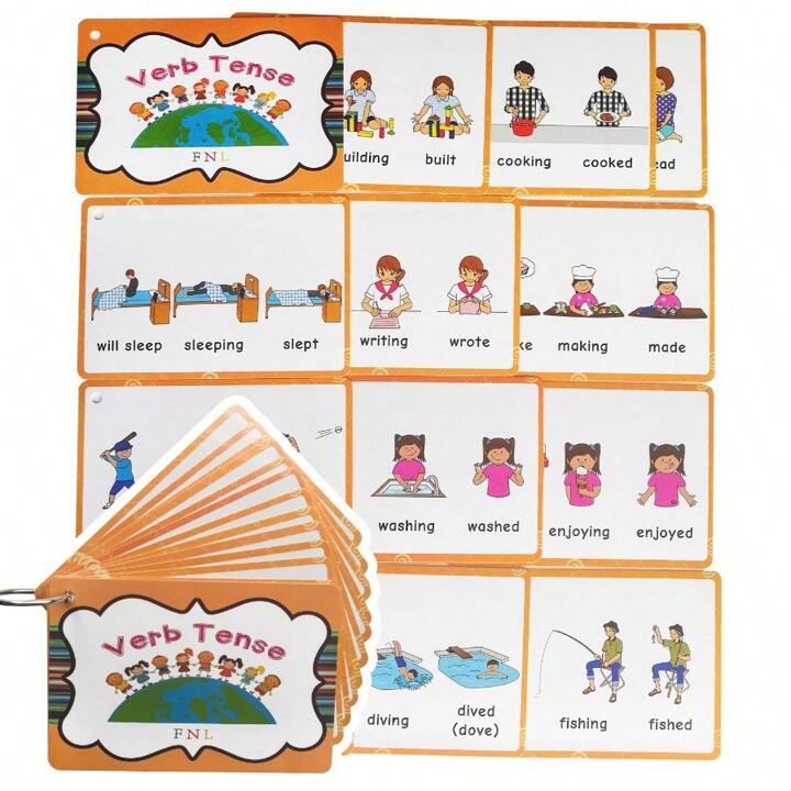 24 Groups Verb Tense English Flashcards Pocket Card Grammar Learning ...
