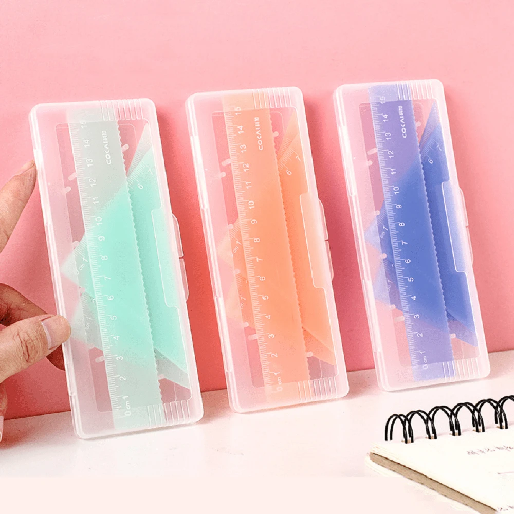 4st/set geléfärgade kawaii mattelinjaler, med förvaringslåda ...