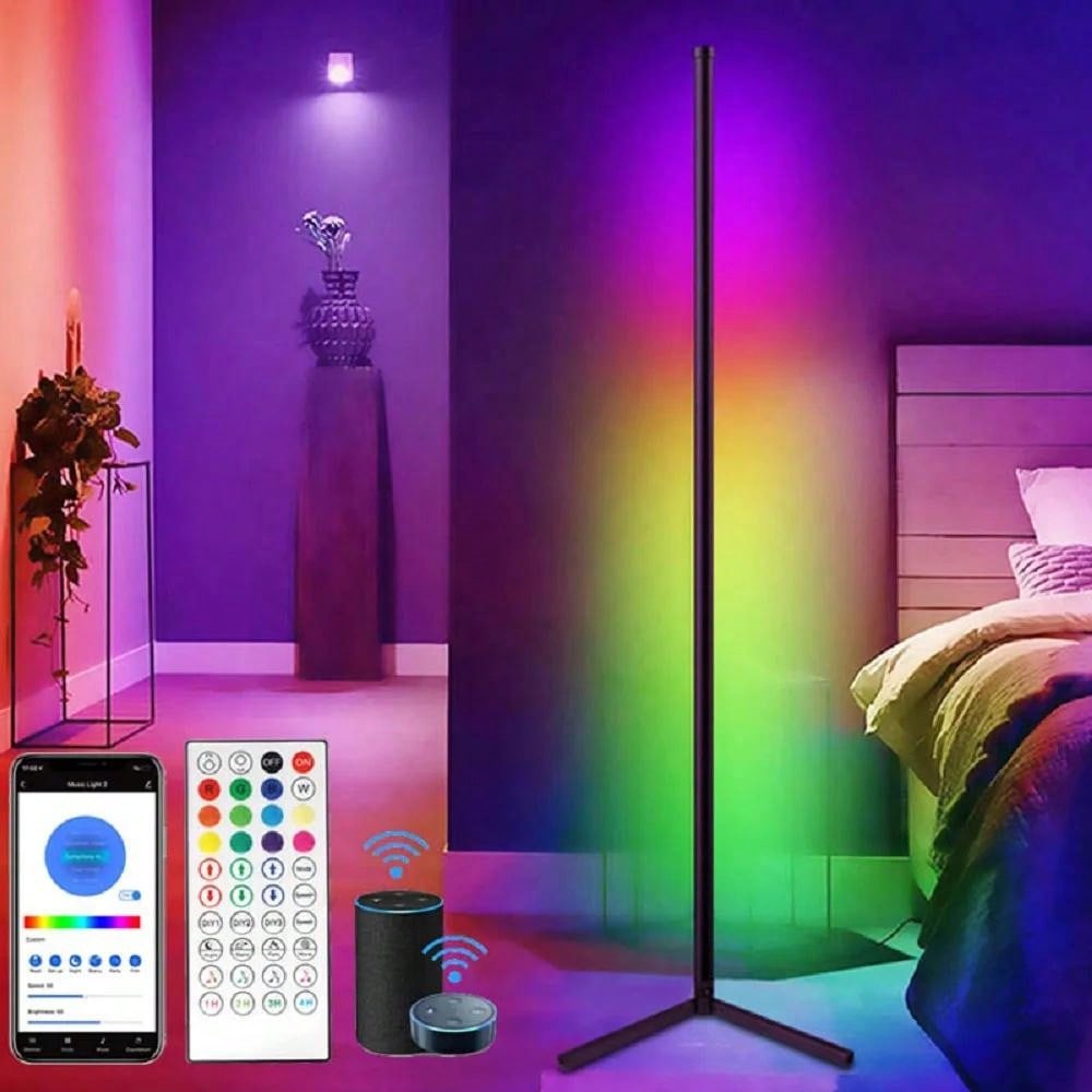 Lâmpada De Chão Led Colorida Com Controle Remoto, Dimmable E Com Junta ...