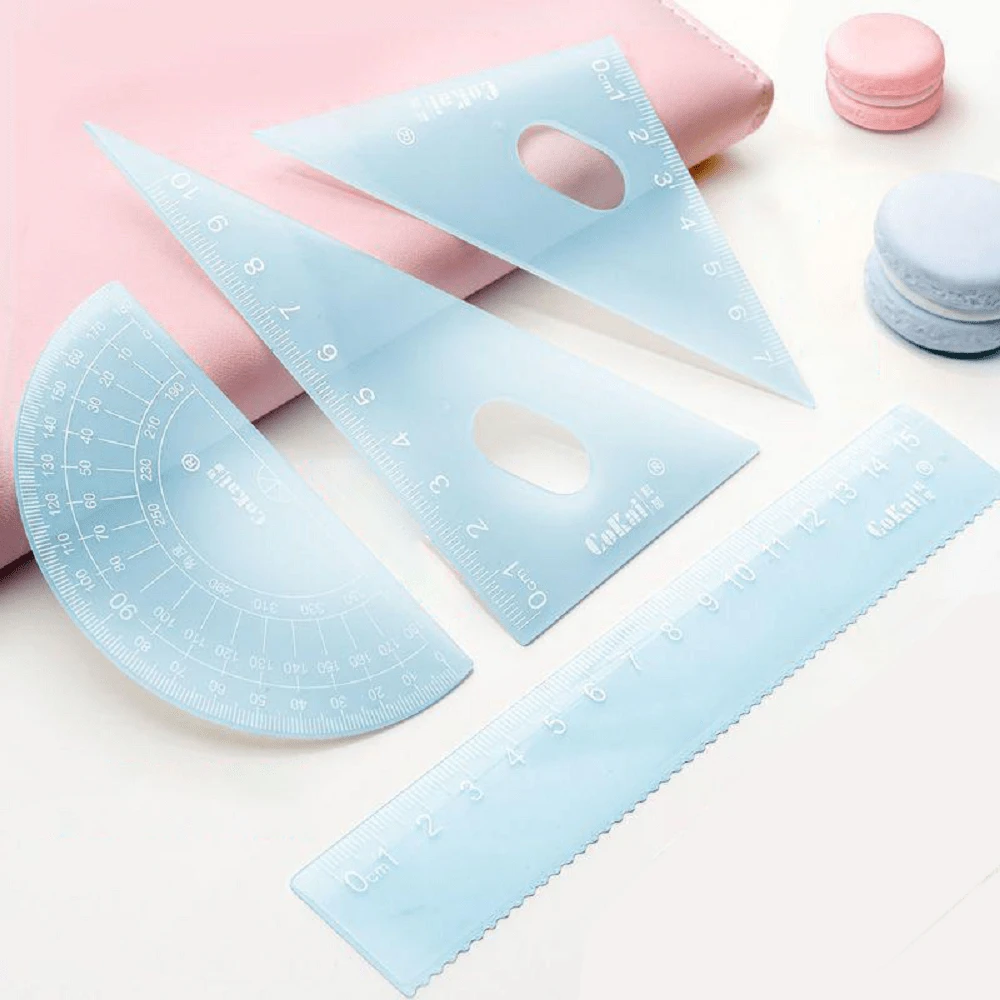 4pcs/Set Jelly-Colored Kawaii Math Rulers Set, With Storage Box ...