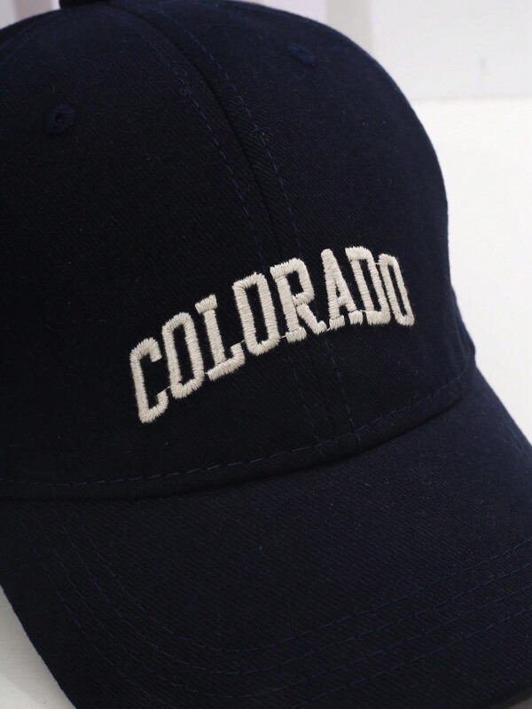 1pc Dark Blue Baseball Cap With Large Brim, Letter Embroidery And Wide ...