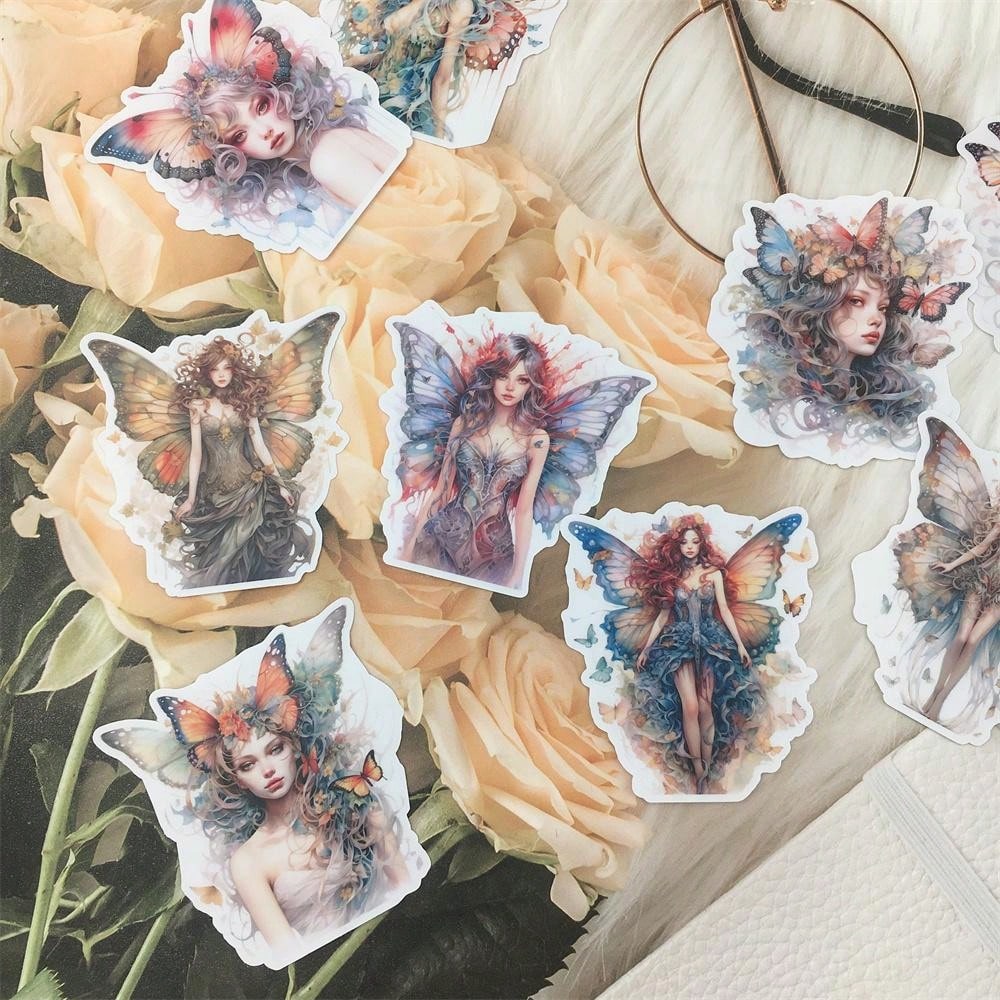 Vintage Butterfly Fairy Elf Stickers For Journal Decoration, Diy ...