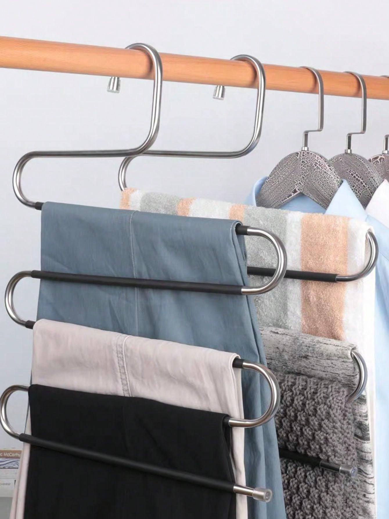Stainless Steel Anti-slip S-shaped Multi-functional Folding Pants Rack ...