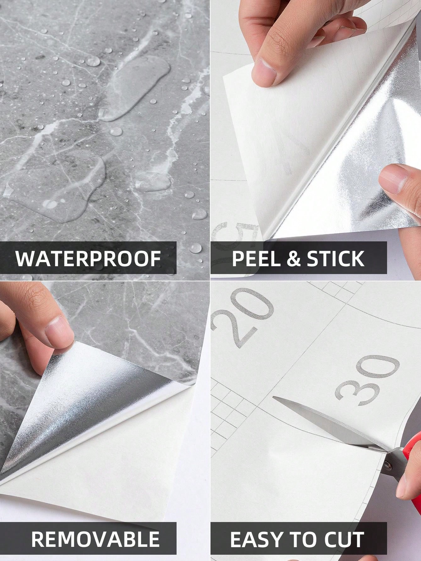 1pc Dark Blue And Gold Marbling Waterproof And Oil Proof Pvc Self ...