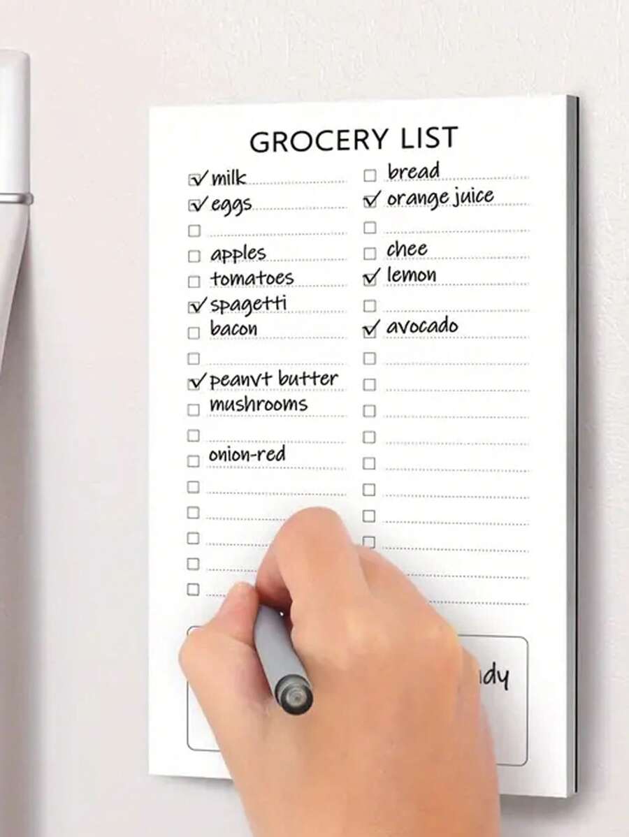 1pc Fridge Magnetic Shopping List Pad, White Magnetic Memo Pad, Fully ...