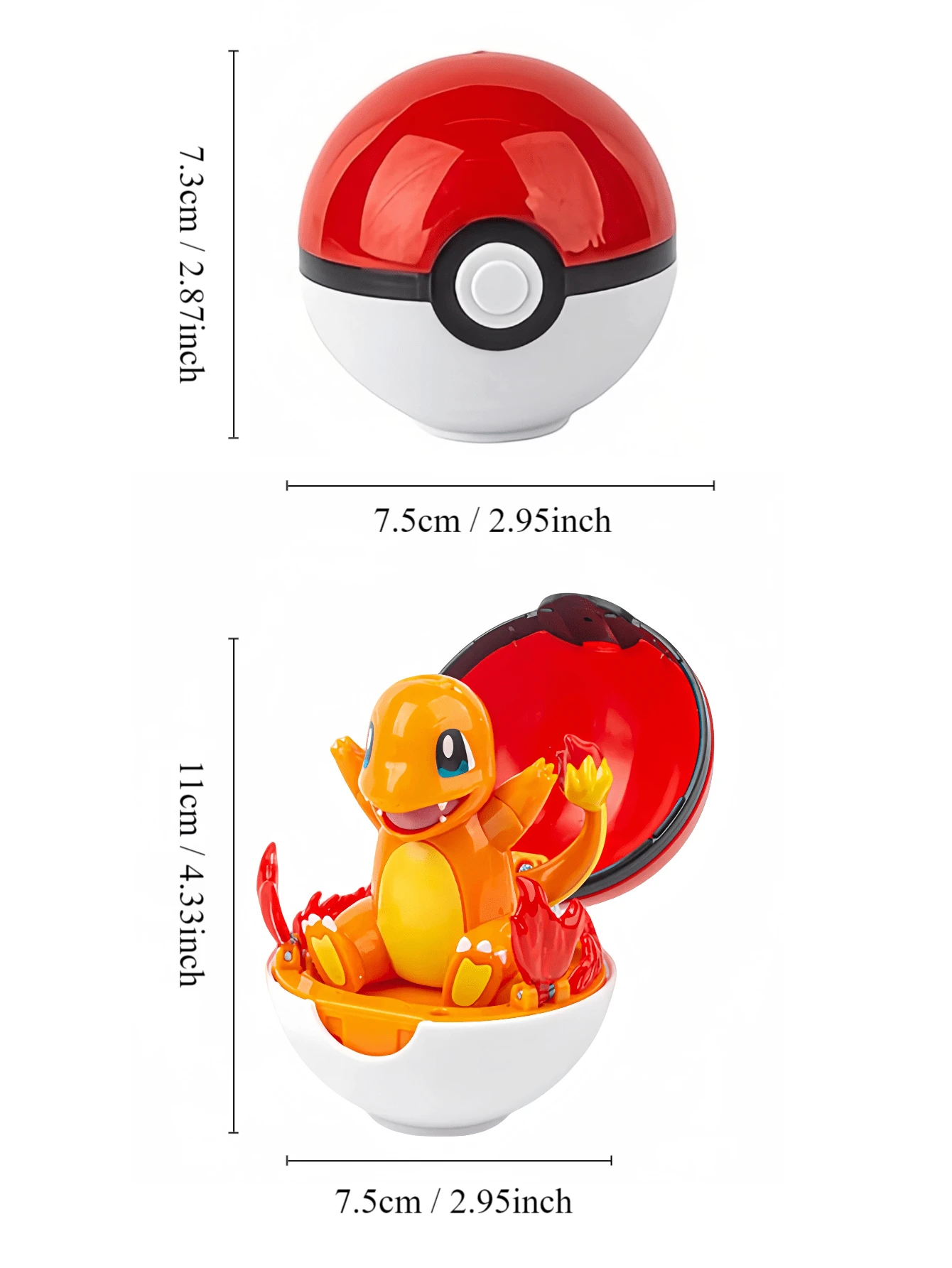 pokemon 1pc Charmander Transformable Action Figure With Pokeball, Anime ...