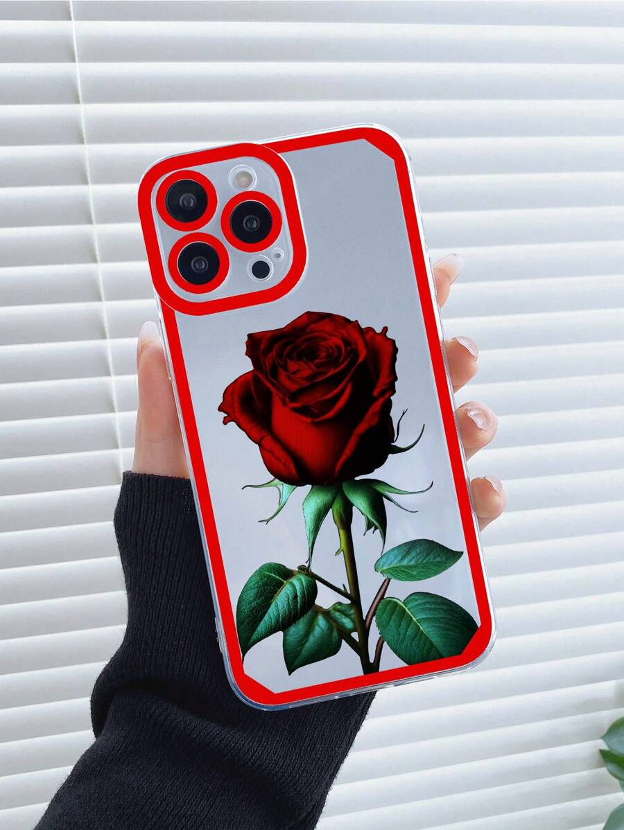 1 Handyhülle mit transparentem Feinloch und Rosenmalerei, anti-fall und ...