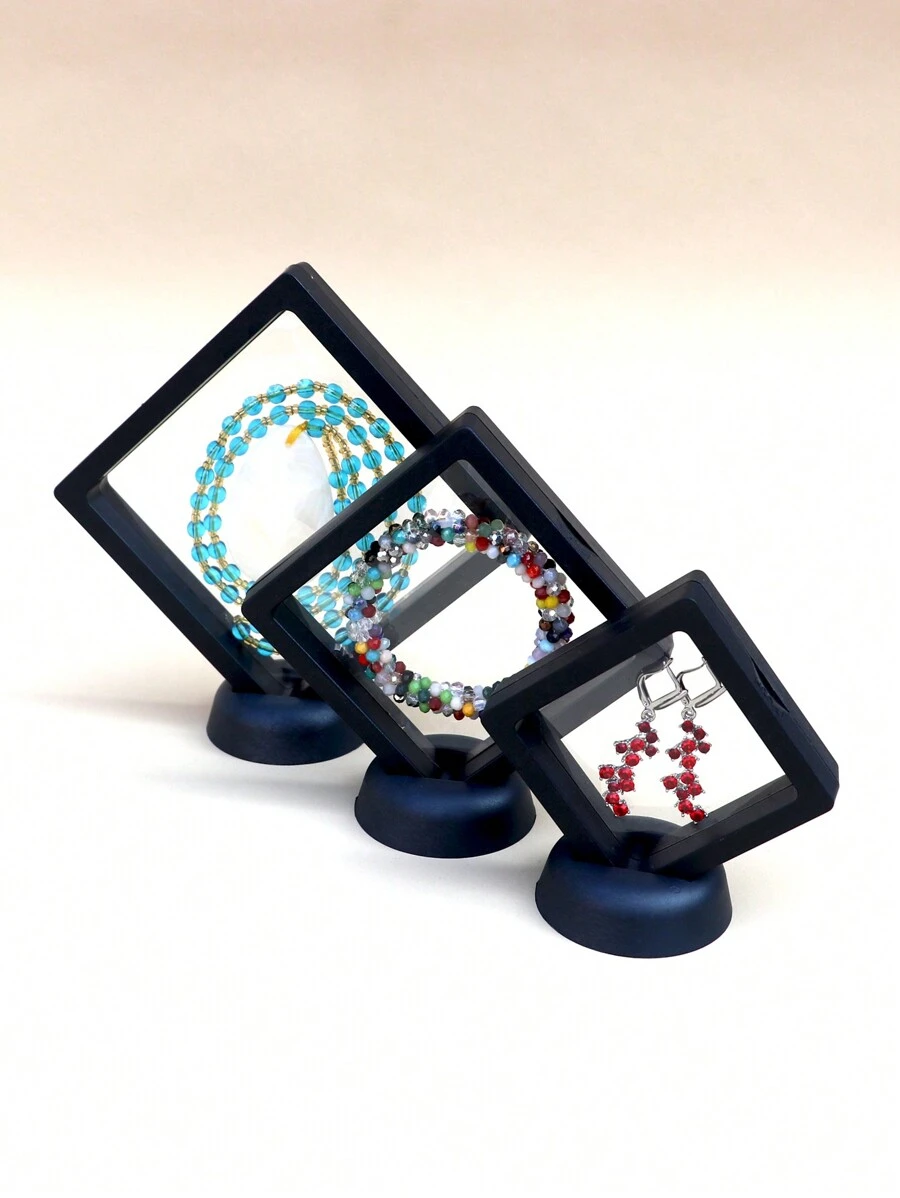 1pc Black Square & Rectangle Shape Display Box For Necklaces, Rings ...