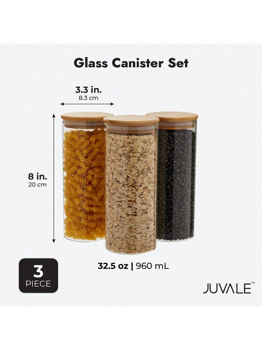 Glass Storage Containers with Bamboo Lids, Airtight Canisters for ...