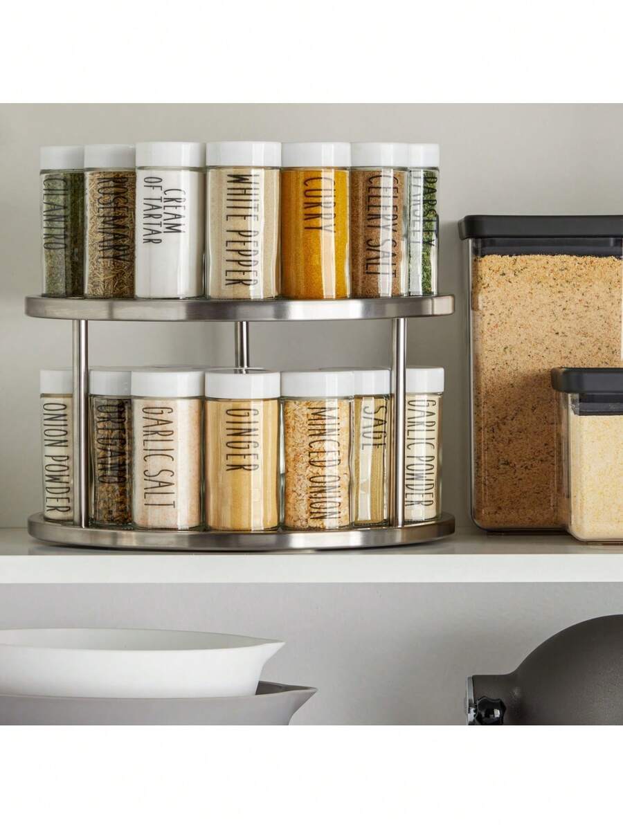 2 Tier Lazy Susan Turntable Organizer For Cabinet, Revolving Spice Rack ...