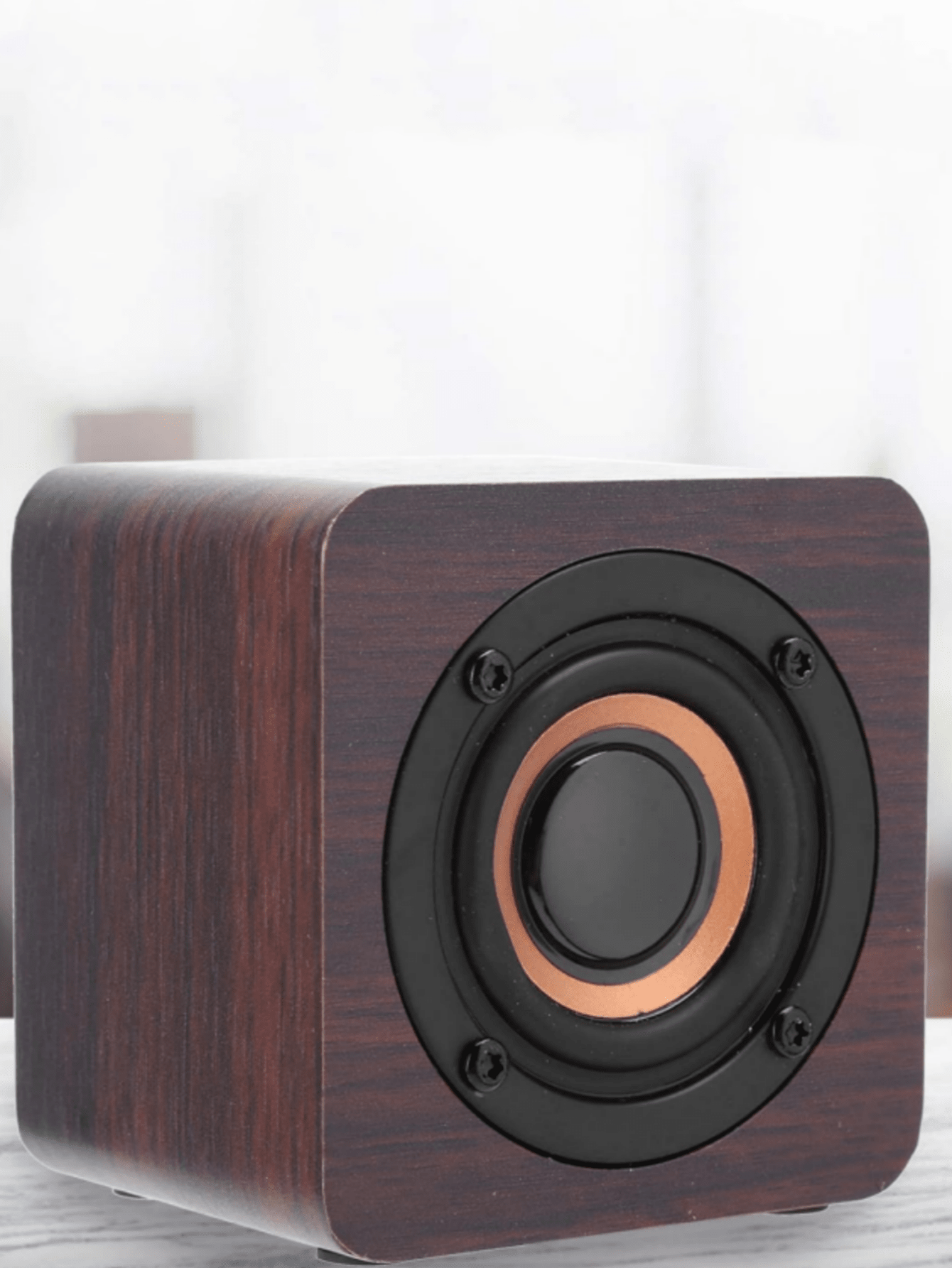 Speaker Wooden Wireless Vintage Desktop Home Cube Speaker Square Mini ...