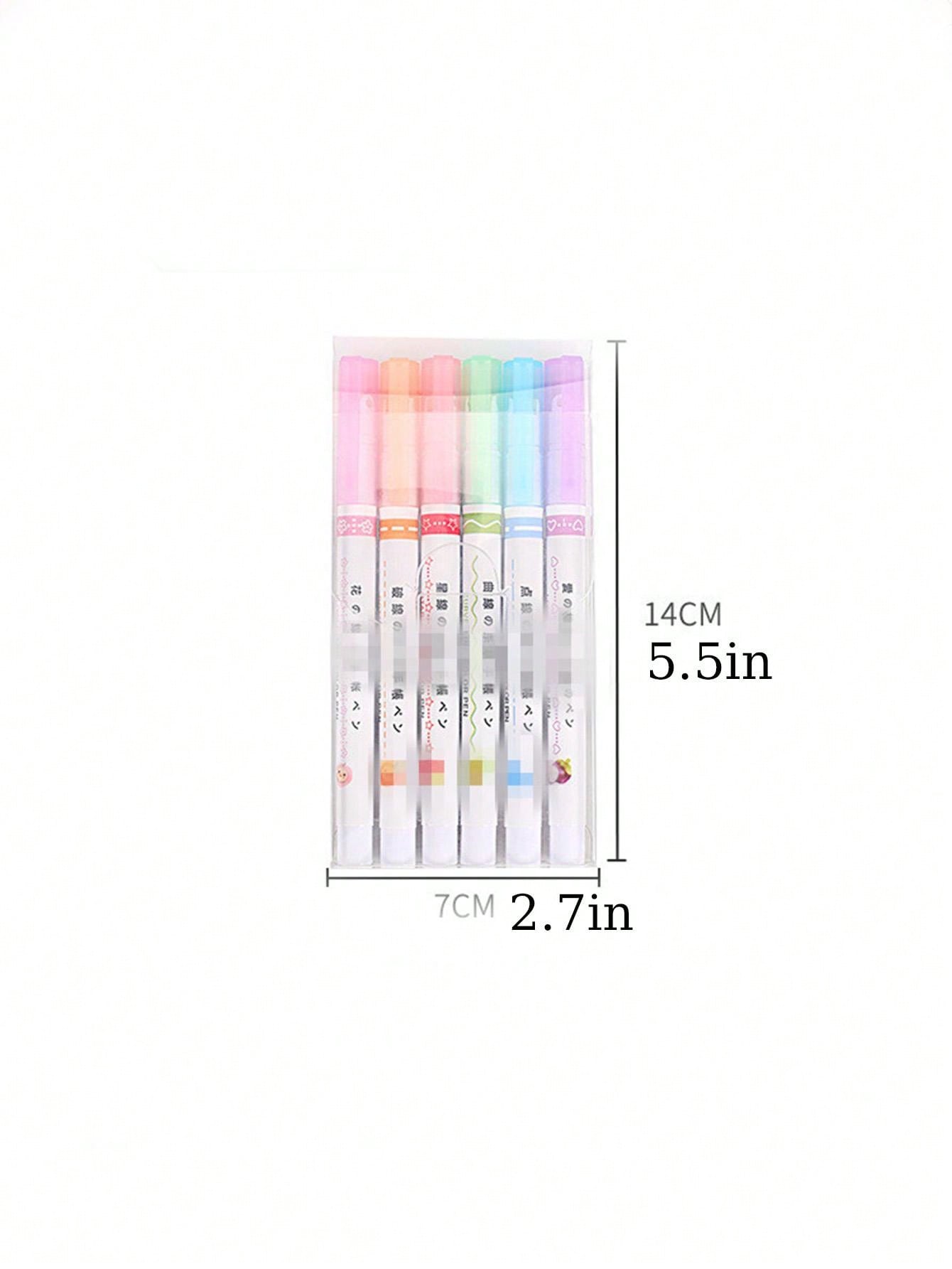6pcs Quick-drying Outline Pens With Wave Pattern And Highlighter ...