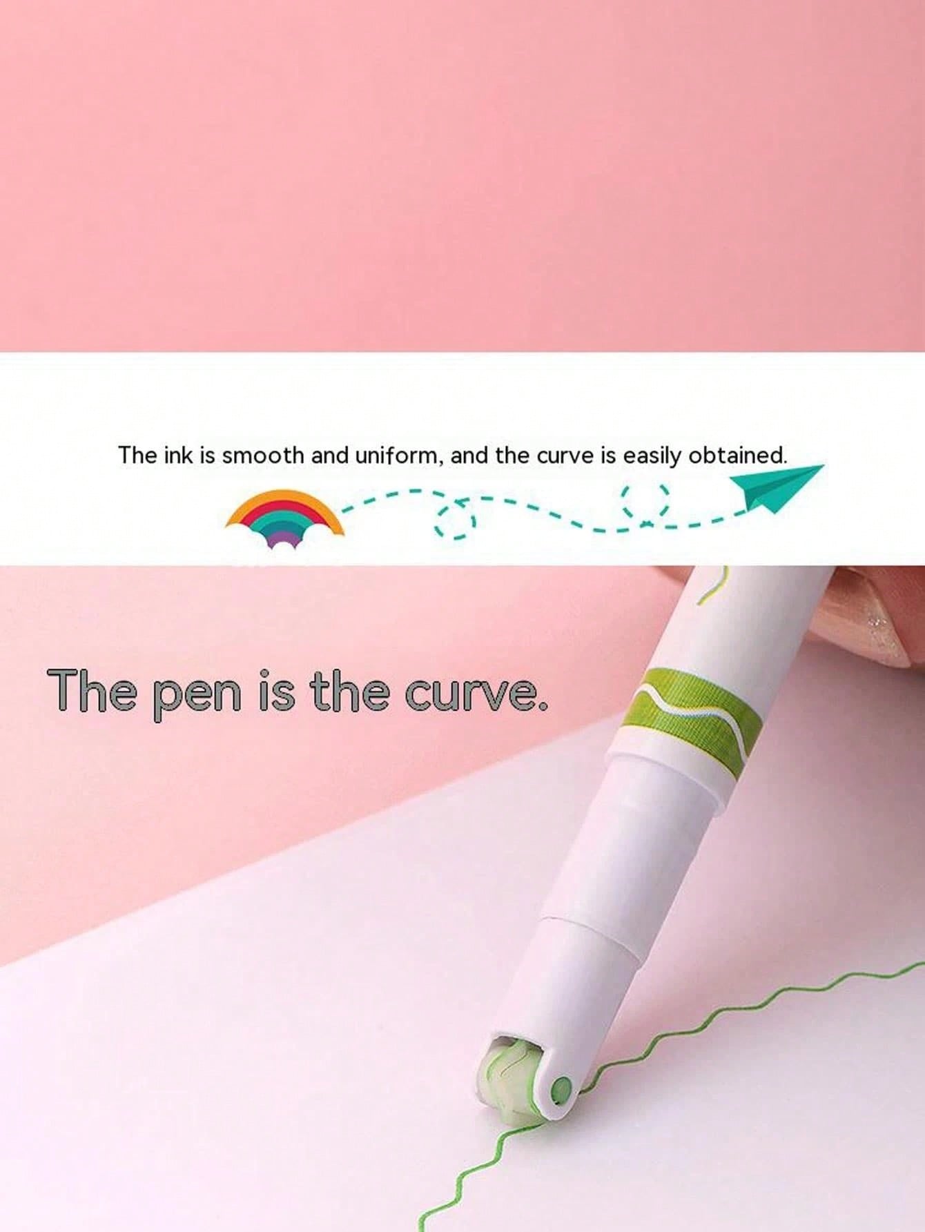 6pcs Quick-drying Outline Pens With Wave Pattern And Highlighter ...