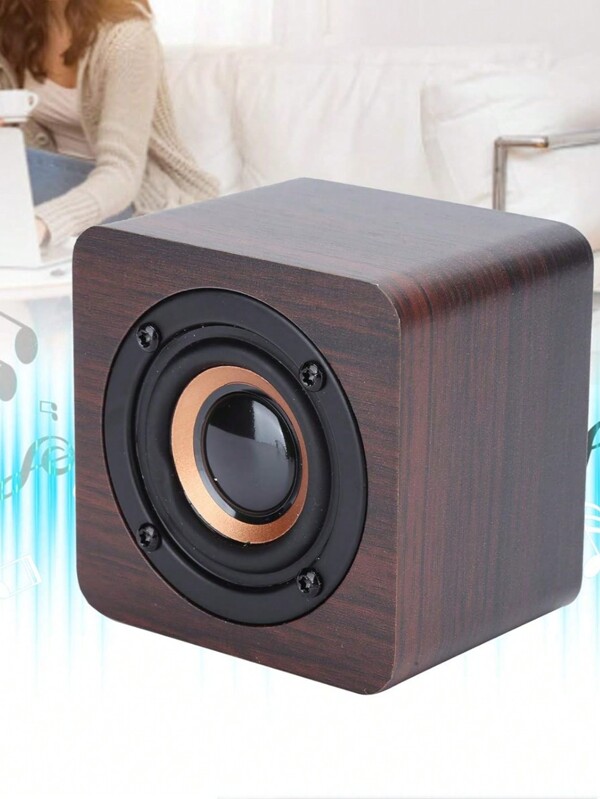 Speaker Wooden Wireless Vintage Desktop Home Cube Speaker Square Mini ...