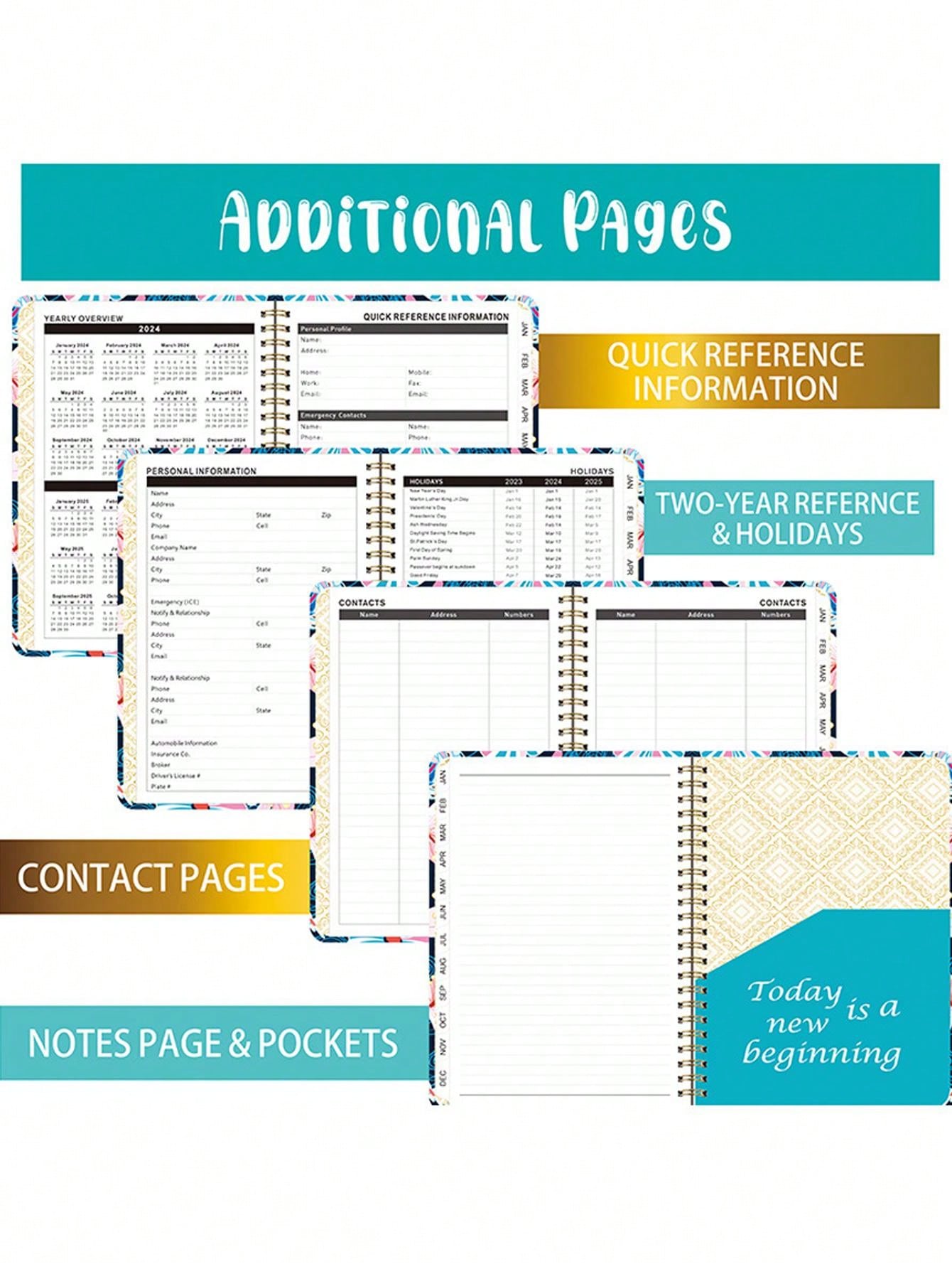 1pc New 2024 English Daily Schedule A5 Planner With Divider Pages ...