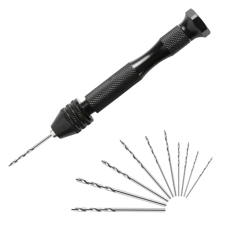 1pc Mini Black Hand Drill Kit With 10pcs High Speed Steel Twist Drill ...