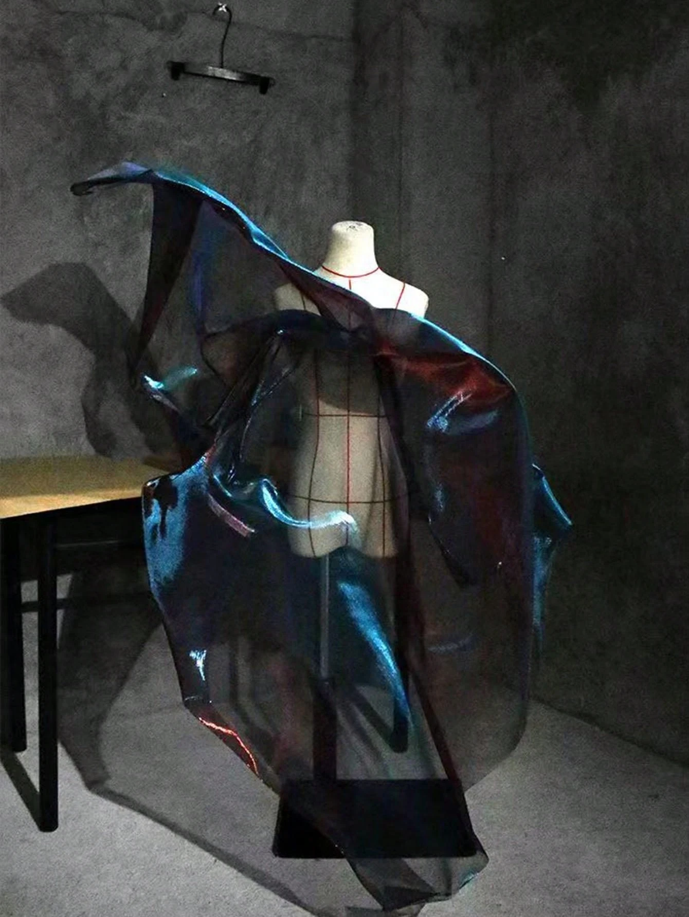 1pc Gradient Two-color Mesh Fabric, Laser Texture See-through Fabric ...