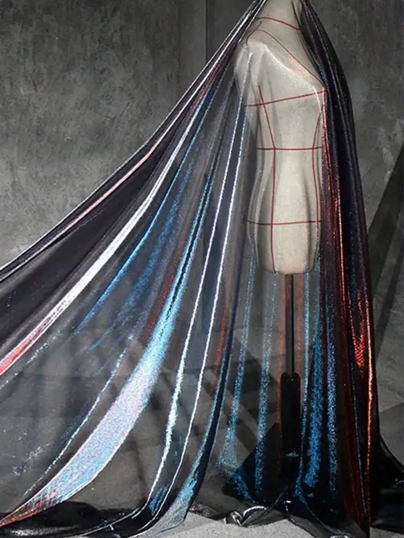 1pc Gradient Two-color Mesh Fabric, Laser Texture See-through Fabric ...