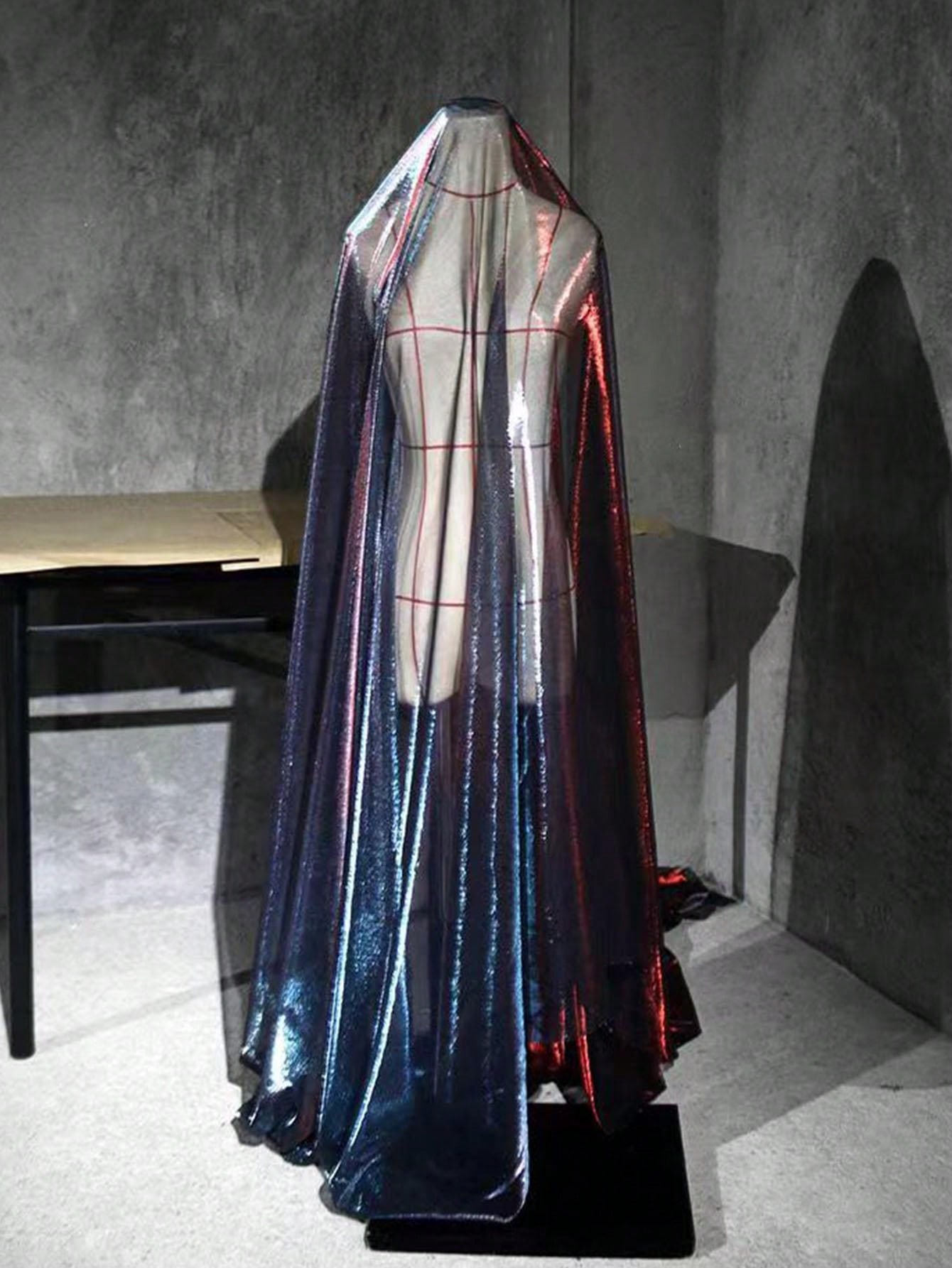 1pc Gradient Two-color Mesh Fabric, Laser Texture See-through Fabric ...