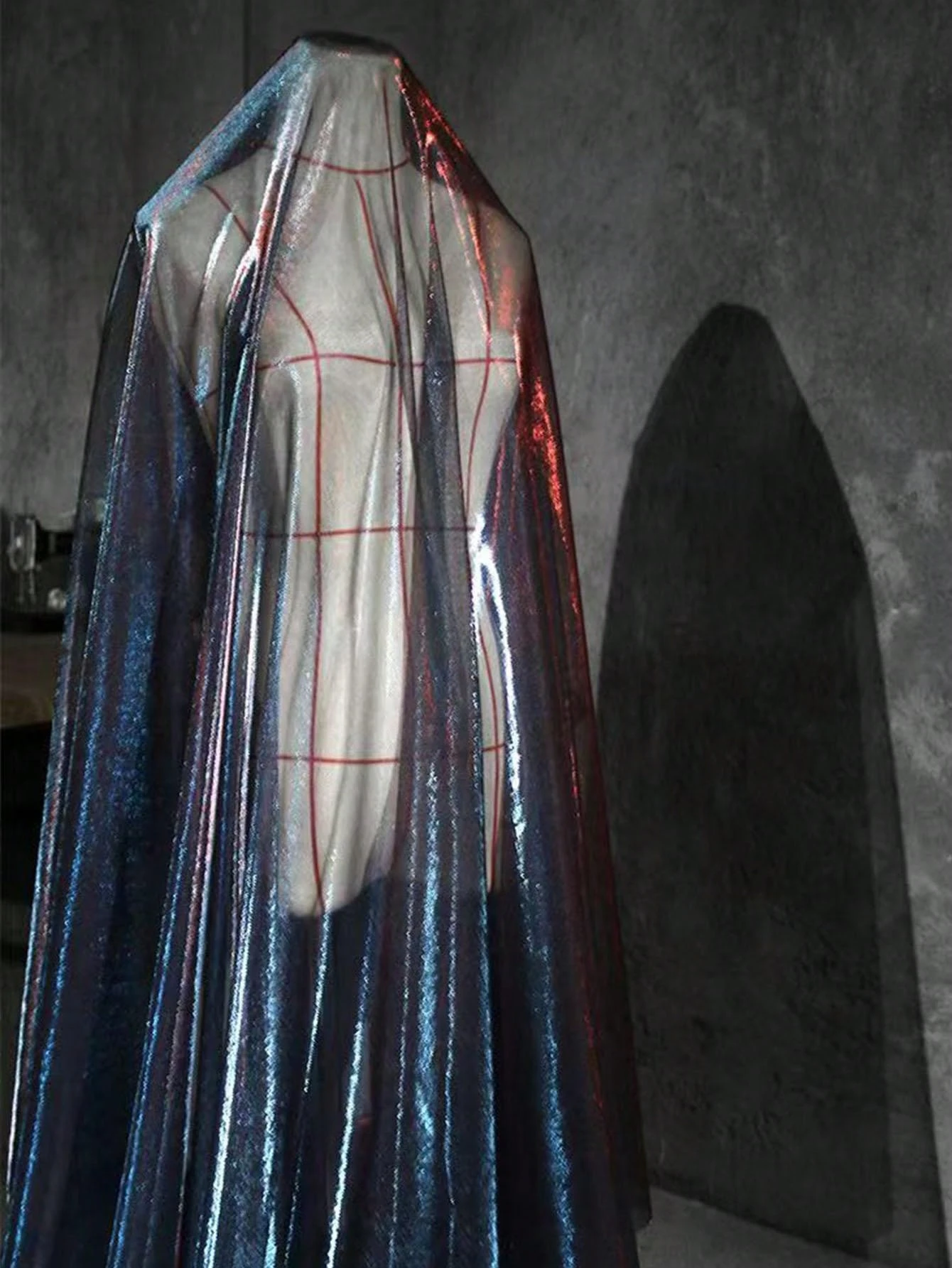 1pc Gradient Two-color Mesh Fabric, Laser Texture See-through Fabric ...