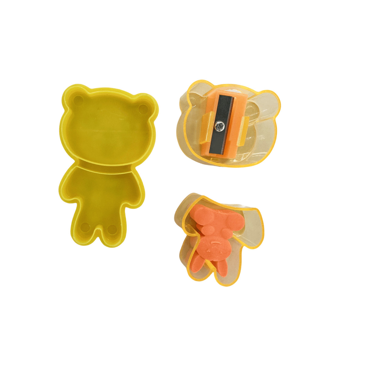 Single Hole Cartoon Bear Shaped Manual Pencil Sharpener With Eraser, Portable Cute Children ...