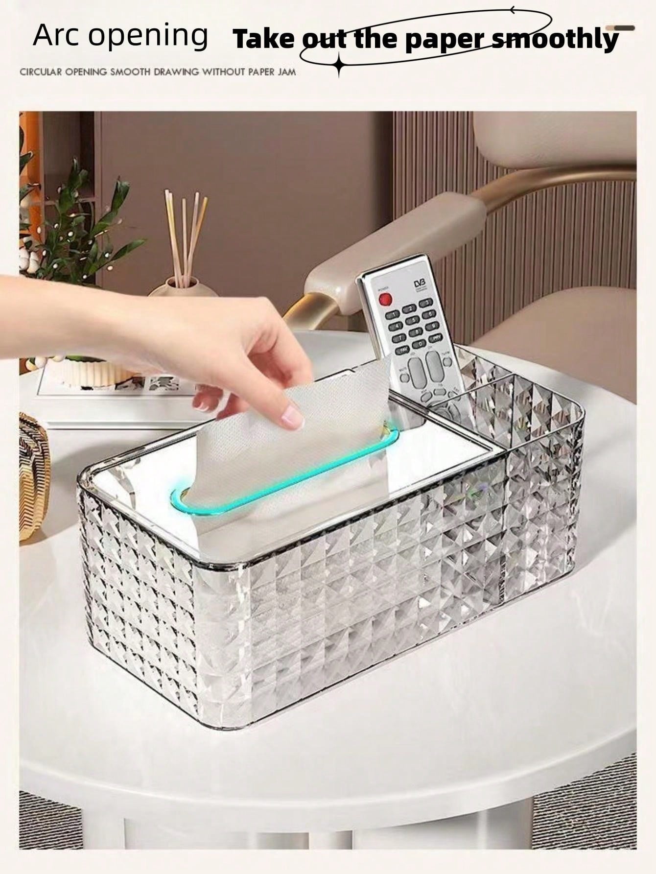 Multi-functional Desktop Tissue Box Luxury Diamond Pattern Spring ...