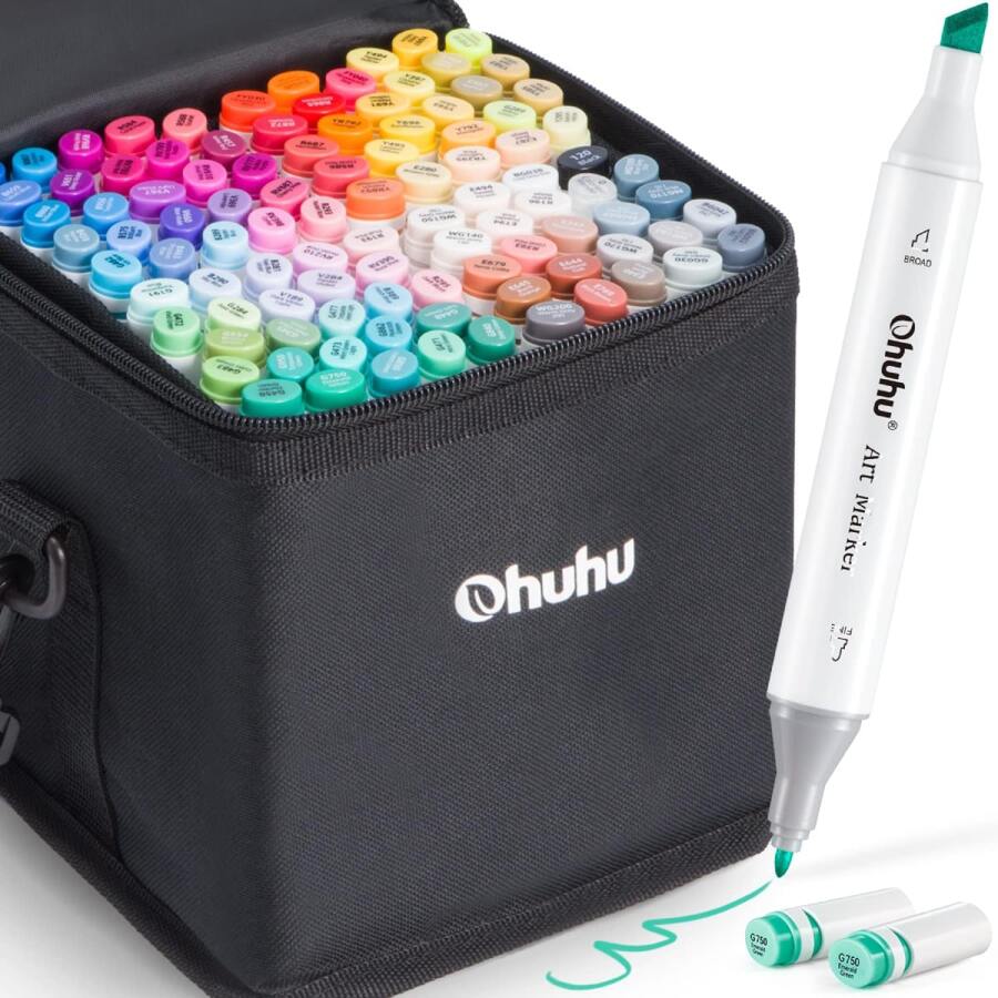 Ohuhu Markers Double Tipped Art Marker Set for Artists Adults Coloring ...
