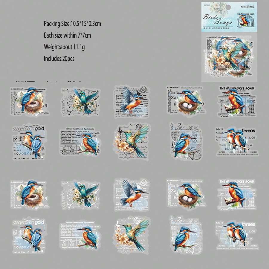 Birds And Songs Series Manuscript Text Collage Handbook Materials 1 ...