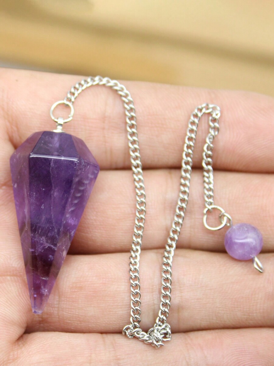 7 Chakra Healing Crystal Point Pendulum for Dowsing Divination Natural ...