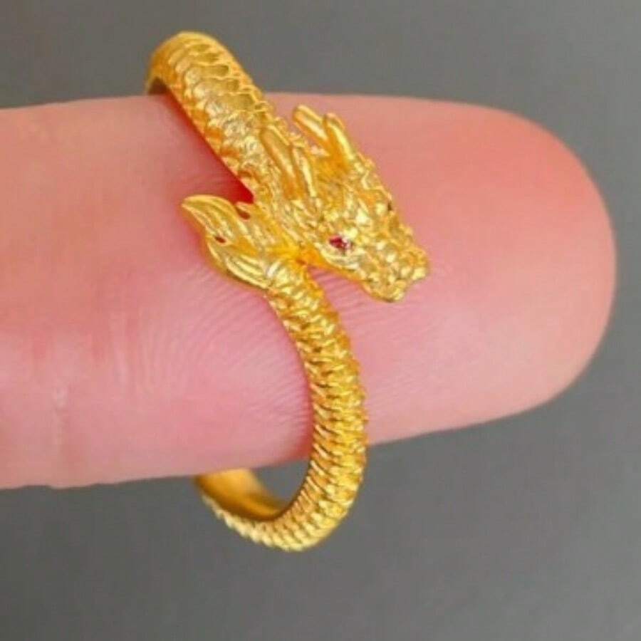 Chinese Dragon Year Gift - Traditional Style Open Mouth Ring With ...
