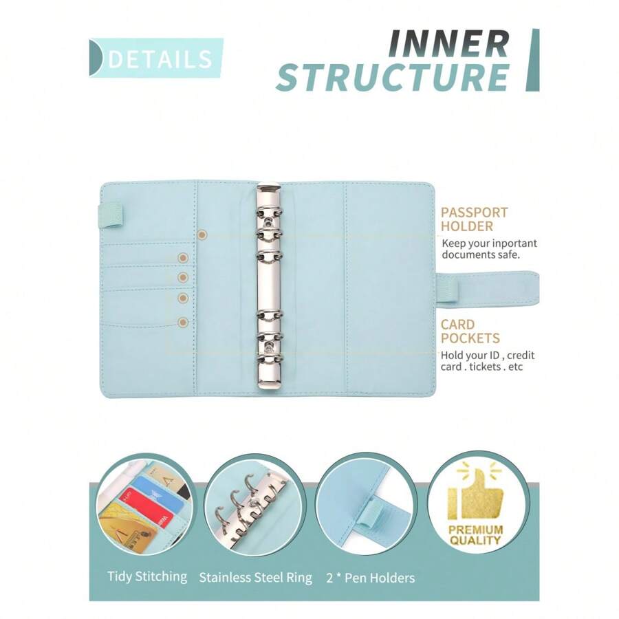 A5/A6 PU Leather Binder Budget 6 Ring Notebook With Stylish Design ,Personal Organizer Binder ...