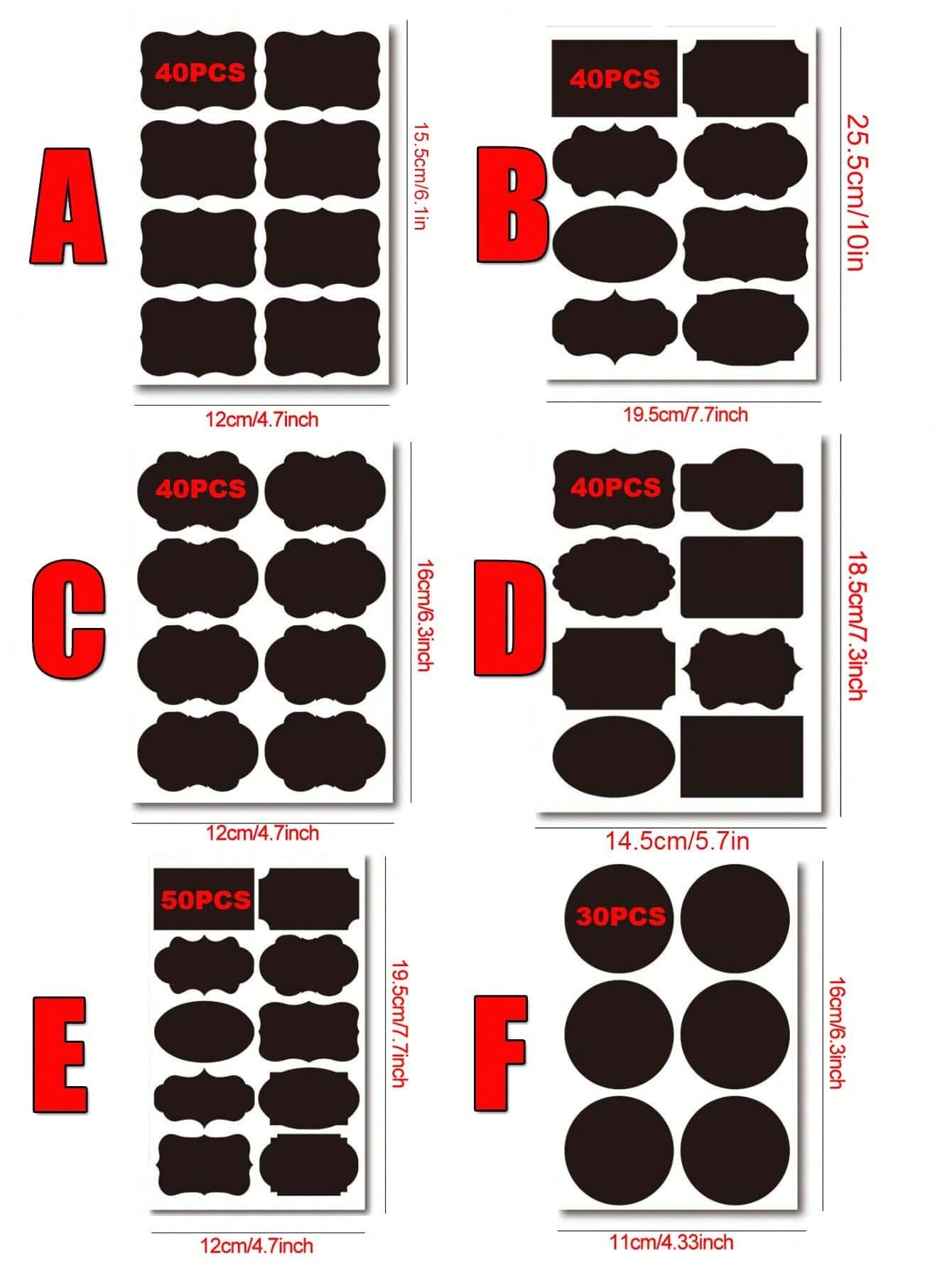 5 Sheets Chalkboard Labels Stickers with Round Rectangle Heart Shape ...