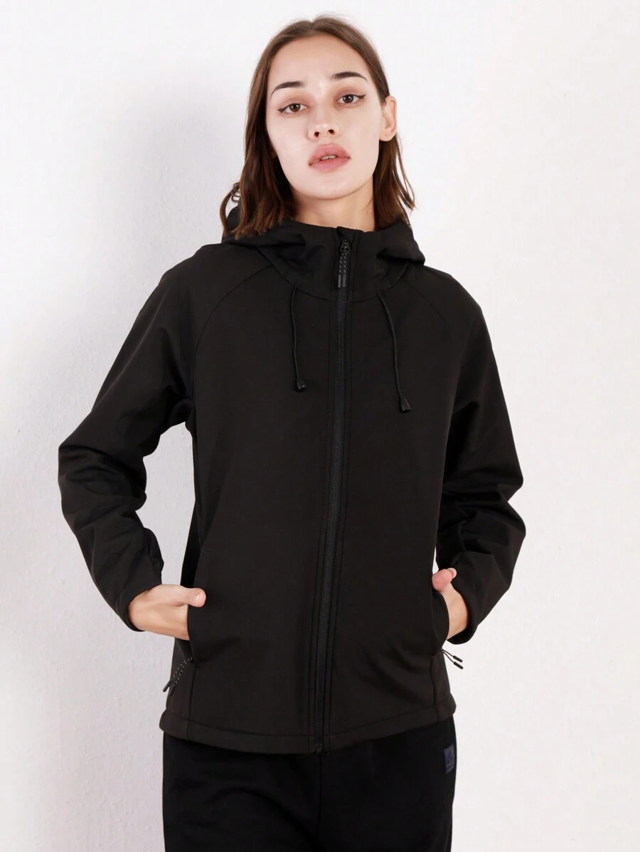 Women's Solid Color Hooded Thermal Lined Composite Shoulder Windproof & Waterproof Outdoor ...