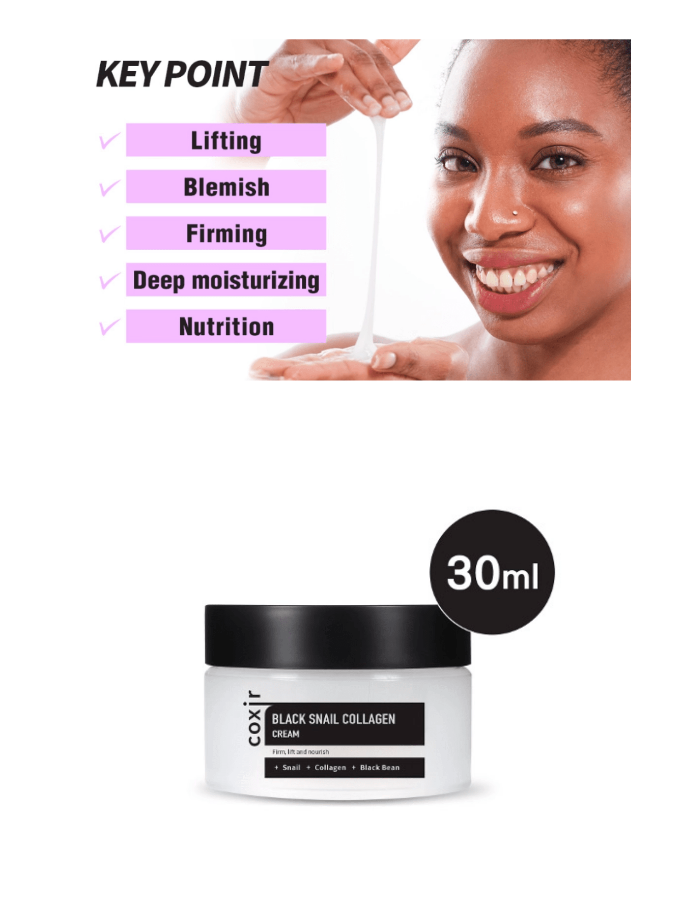 COXIR Black Snail Collagen Face Cream 30ml | SHEIN USA