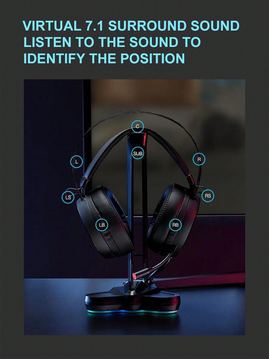 Rapoo VH500 Gaming Headset RGB On-Ear Headband Over-Ear Headphone LED ...