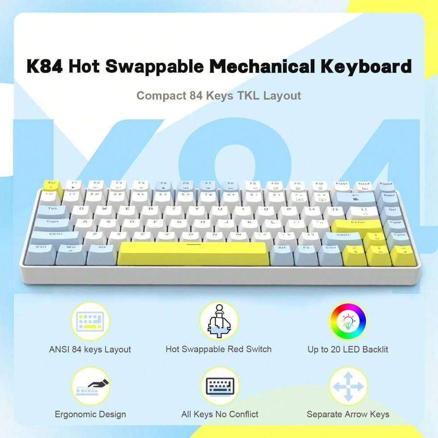 Shein-teclado Mecânico-lemon Blue Switch | SHEIN Brasil