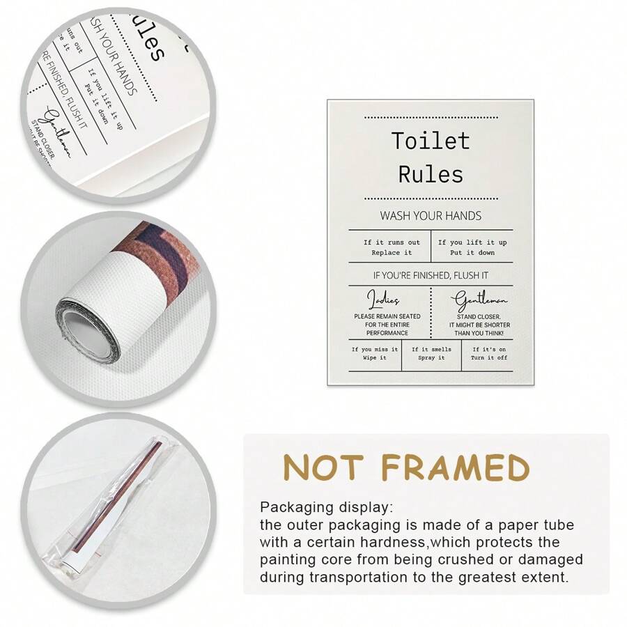 1 Pieza Cartel De Lienzo De Reglas Del Baño, Arte De Decoración De ...
