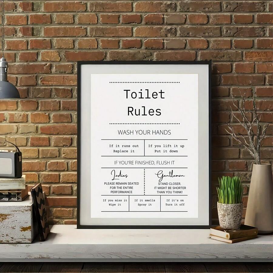 1pc Toilet Rules Canvas Poster, Bathroom Wall Decoration Art, Unframed ...
