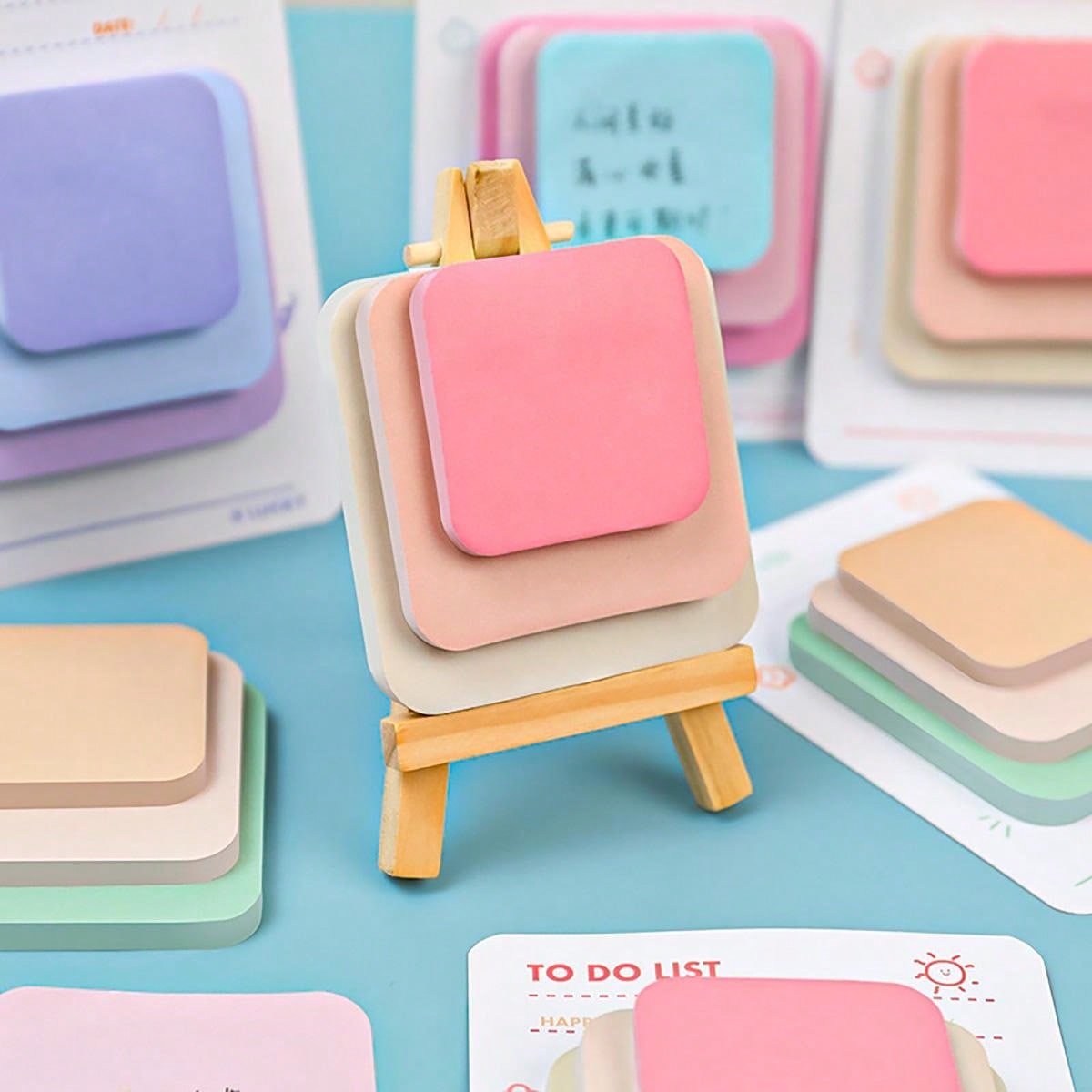 Stackable Sticky Notes, Pure Color Ins Style Student Message Memo Pad ...