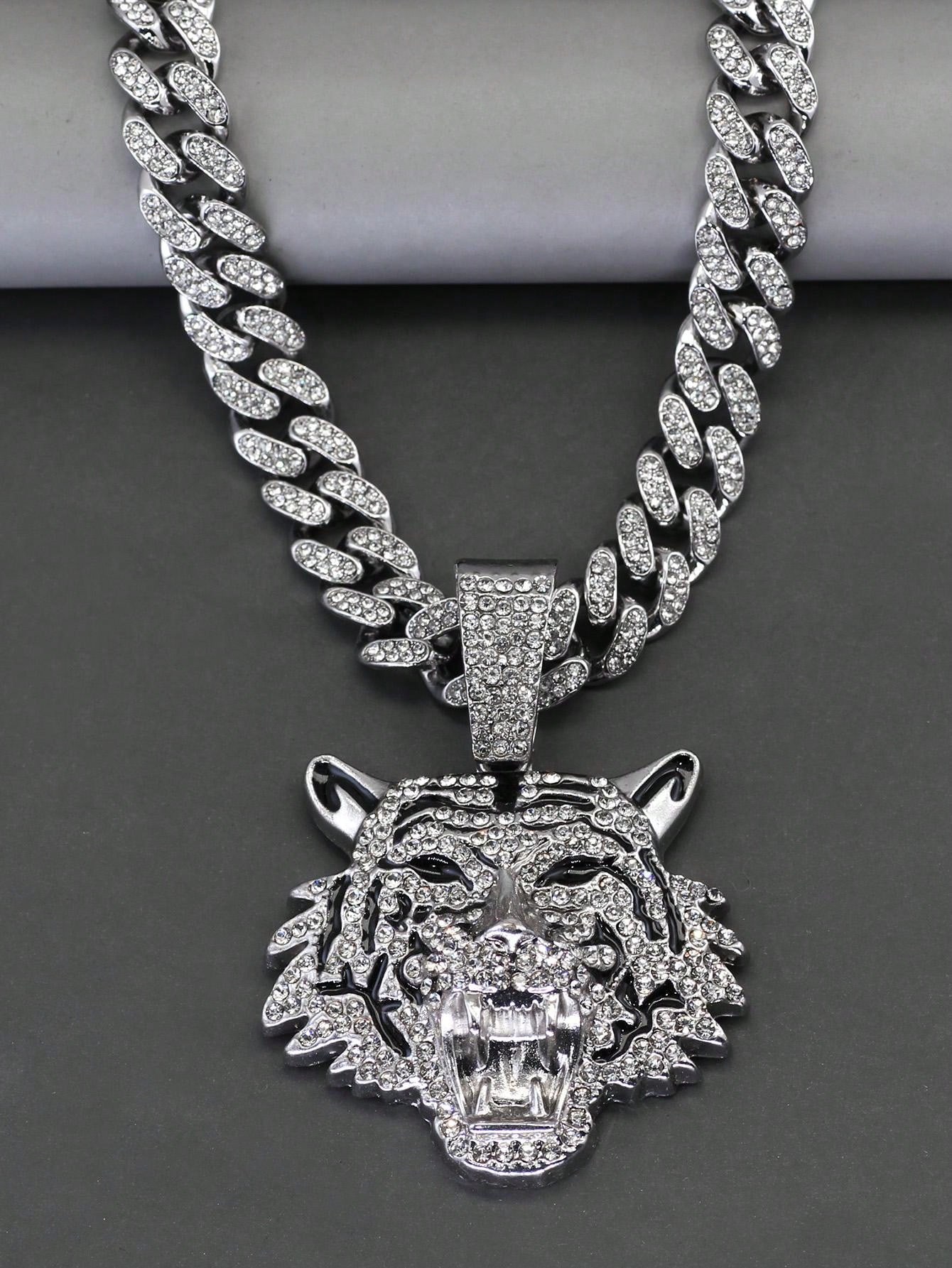 Hdyv5aa Silver Link Chain For Men With Pendant,Miami Ice Out Diamond ...