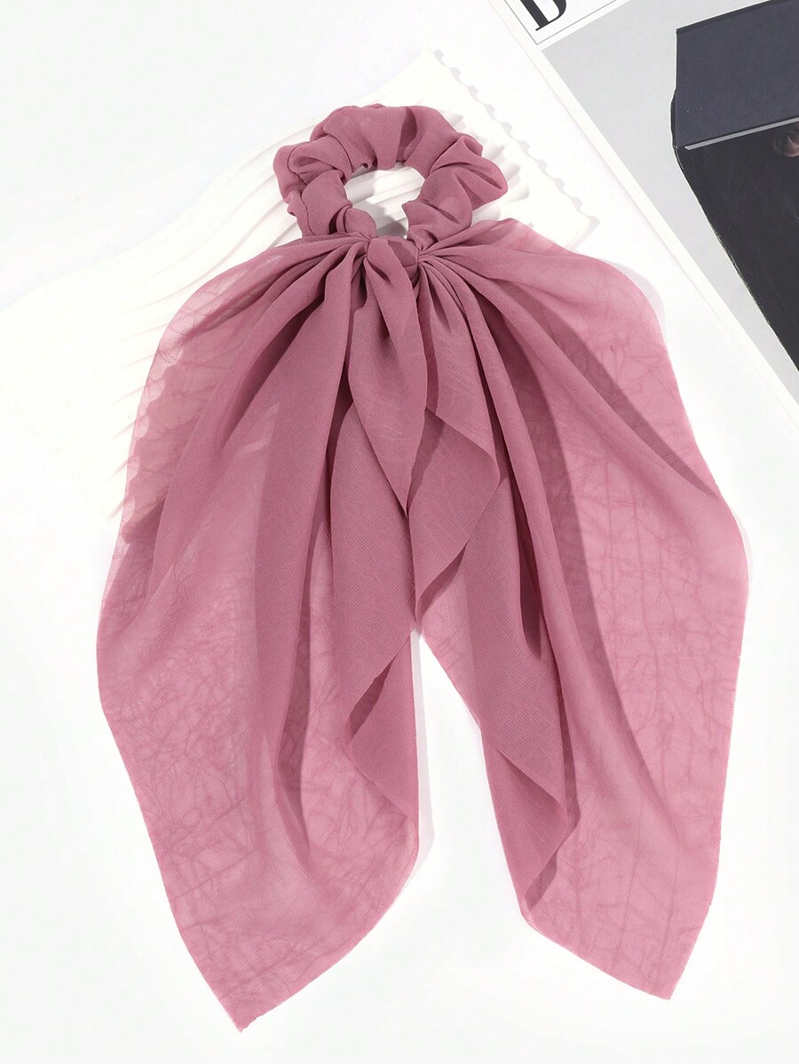 1pc Lady's Light Pink Chiffon Ribbon Bow Hair Tie, Suitable For Gentle ...