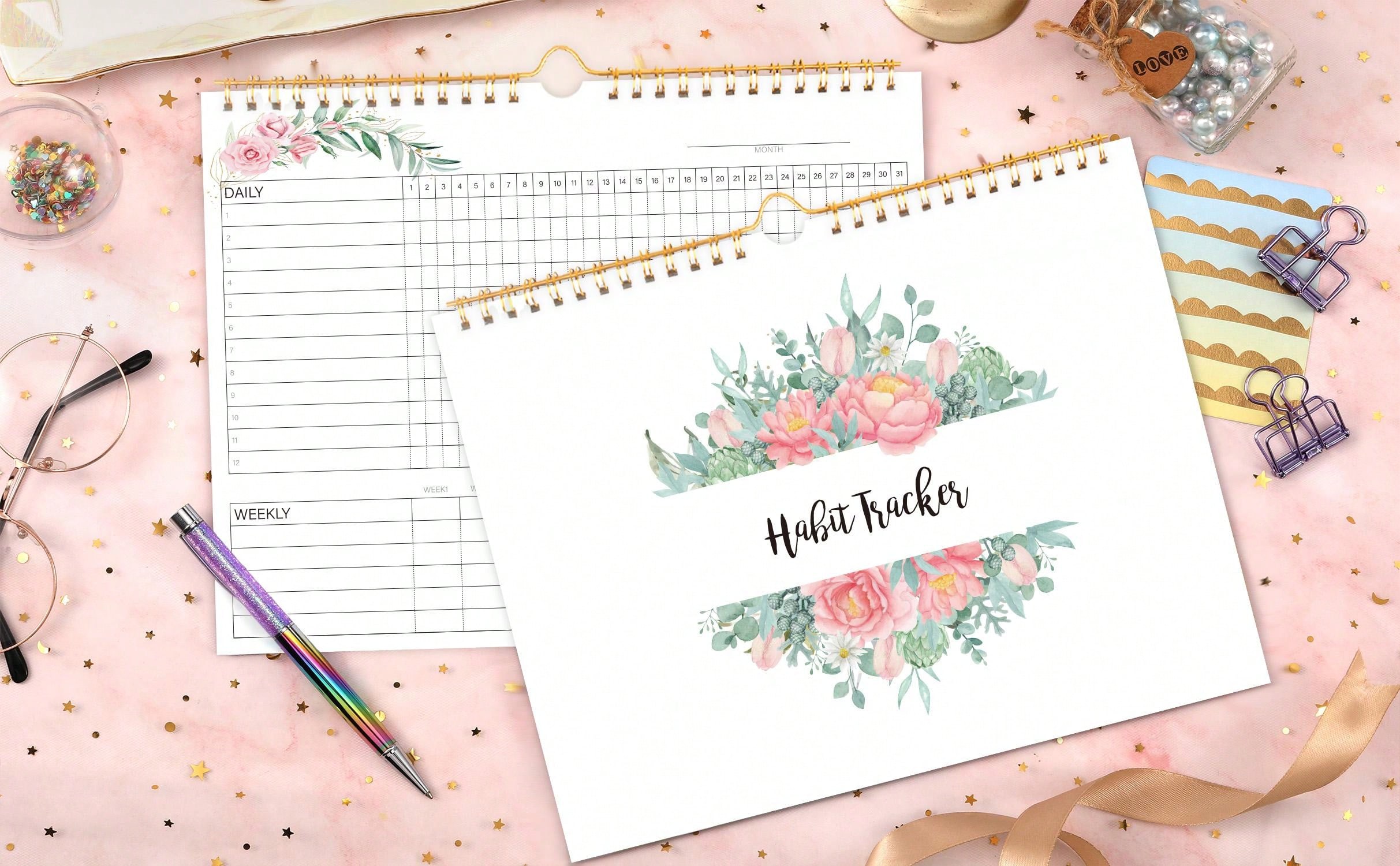 1pc Habit Tracker Calendar Spiral Bound Daily Weekly and Monthly Habit ...