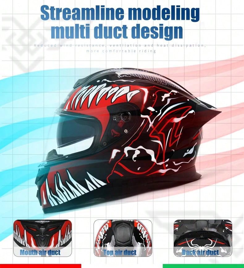 1 shiny black motorcycle helmet, off-road motorcycle helmet, ECER22 ...