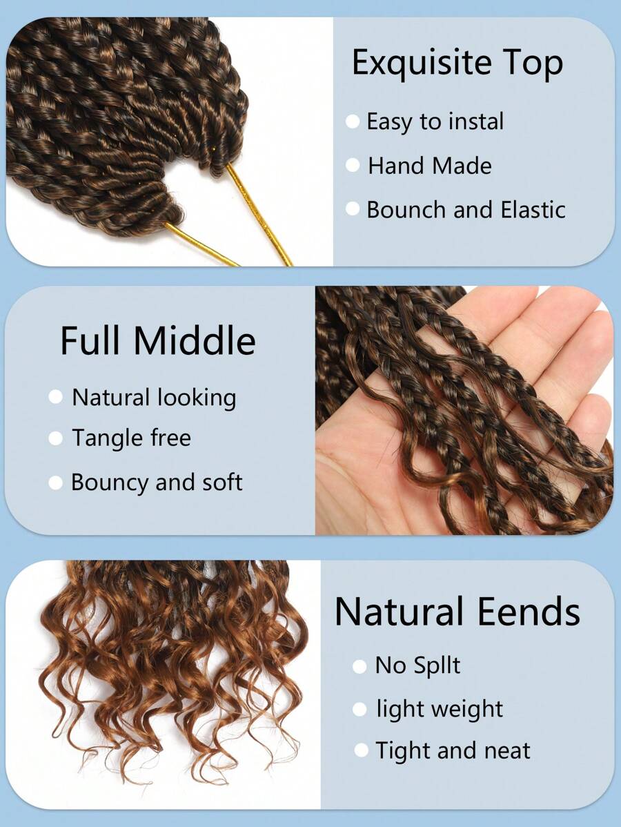 7 Pack 10/12/14/18/22 Inch Boho Box Braids Goddess Box Braids Crochet ...