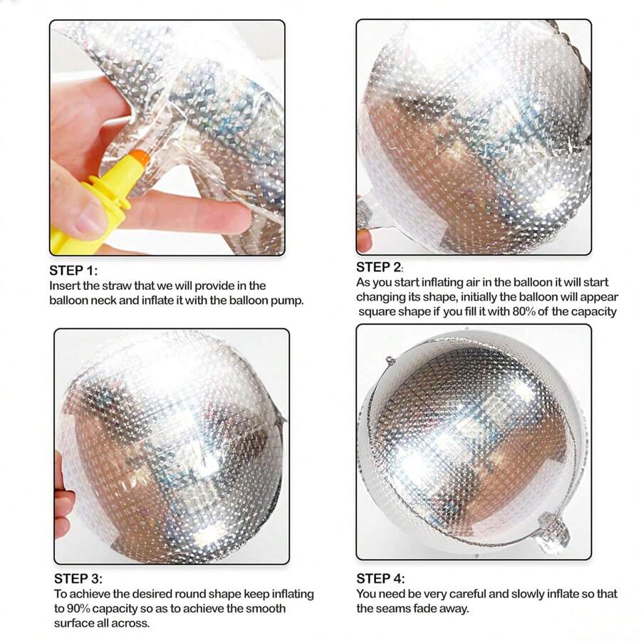 Silver Disco Ball Balloons - 22 Inch, Pack of 6 | Iridescent Balloons ...