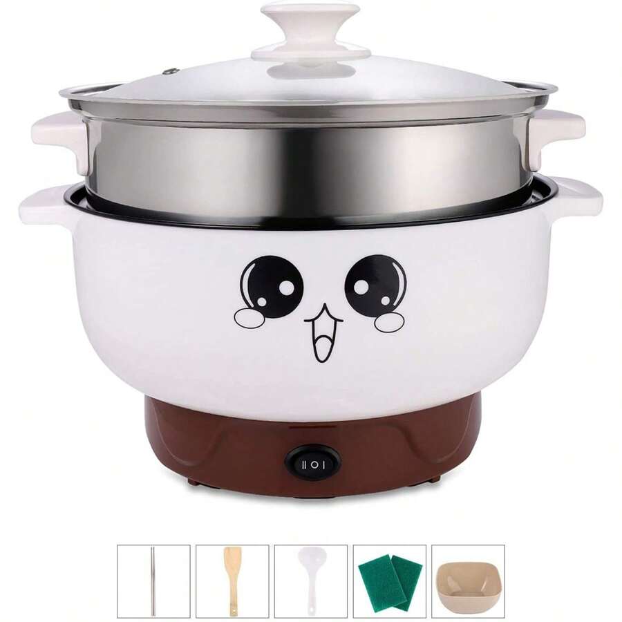 2.8L with Lid and Steamer 4-IN-1 Multifunction Electric Cooker Skillet ...