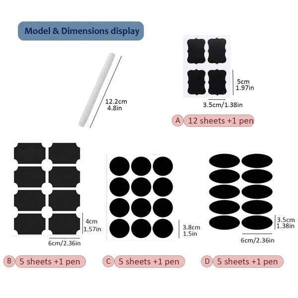5sheets+1pc Pen/12sheets+1pc Pen, Blank Pvc Label Sticker Set With Pen ...
