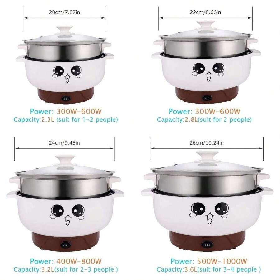 2.8L with Lid and Steamer 4-IN-1 Multifunction Electric Cooker Skillet ...